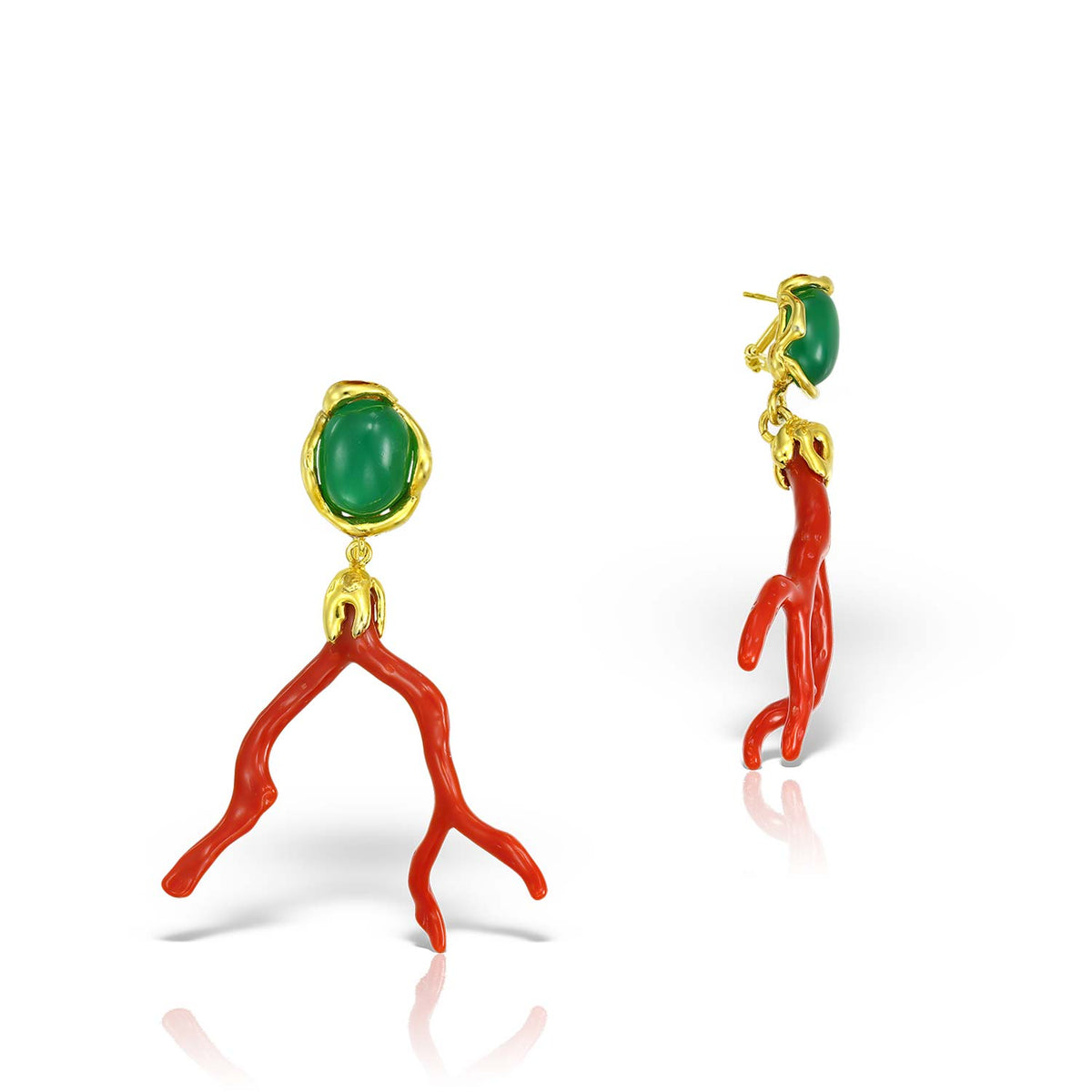 Cercei Imperial Green, Argint Aurit – OBSIDIAN | Jewelry With Intention