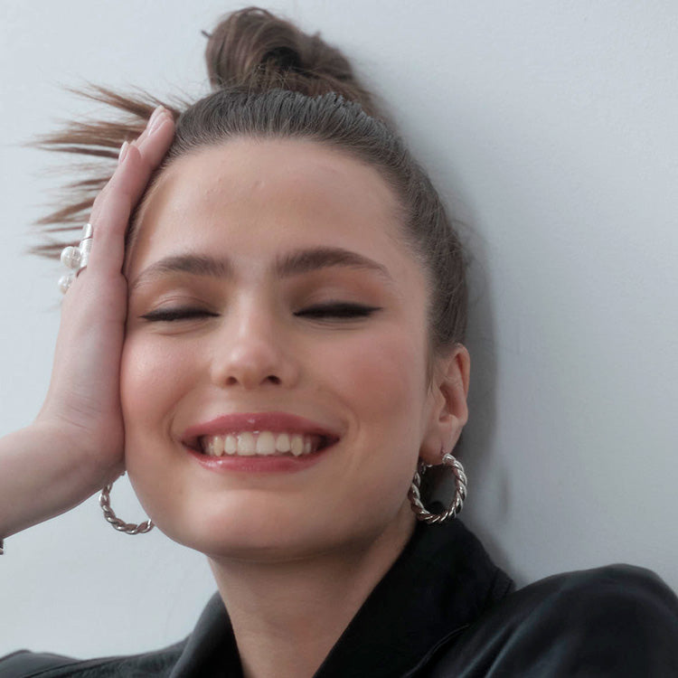 Cercei Aragon Hoops S din Argint – OBSIDIAN | Jewelry With Intention