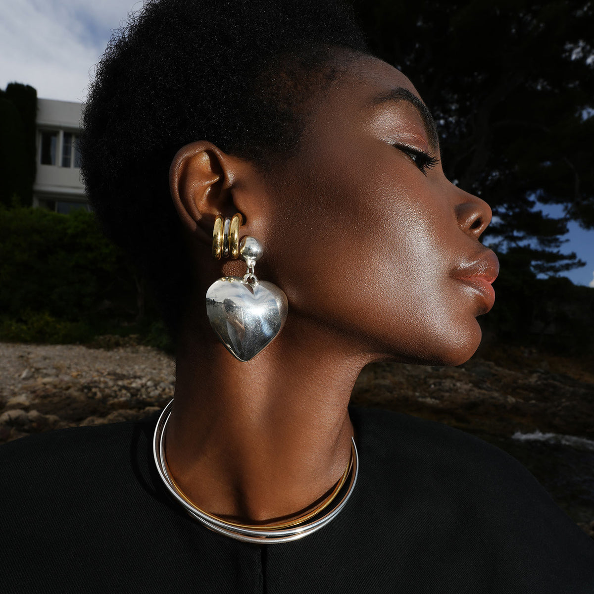 Cercei Heart-Full, Argint – OBSIDIAN | Jewelry With Intention