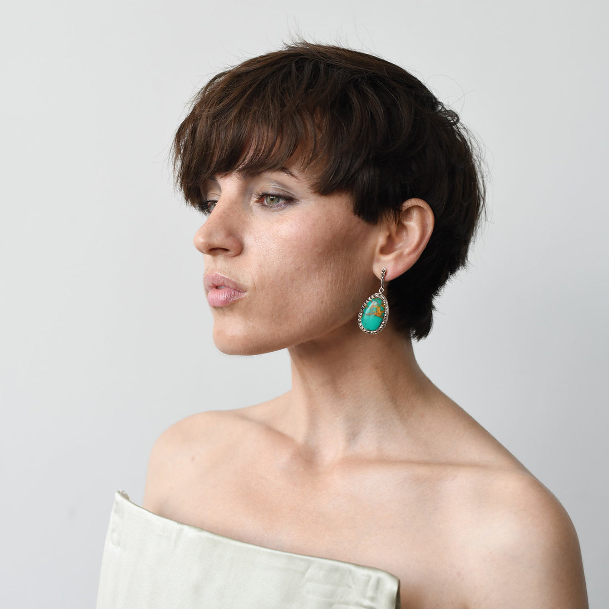 Cercei Mejor, Turcoaz, Argint – OBSIDIAN | Jewelry With Intention