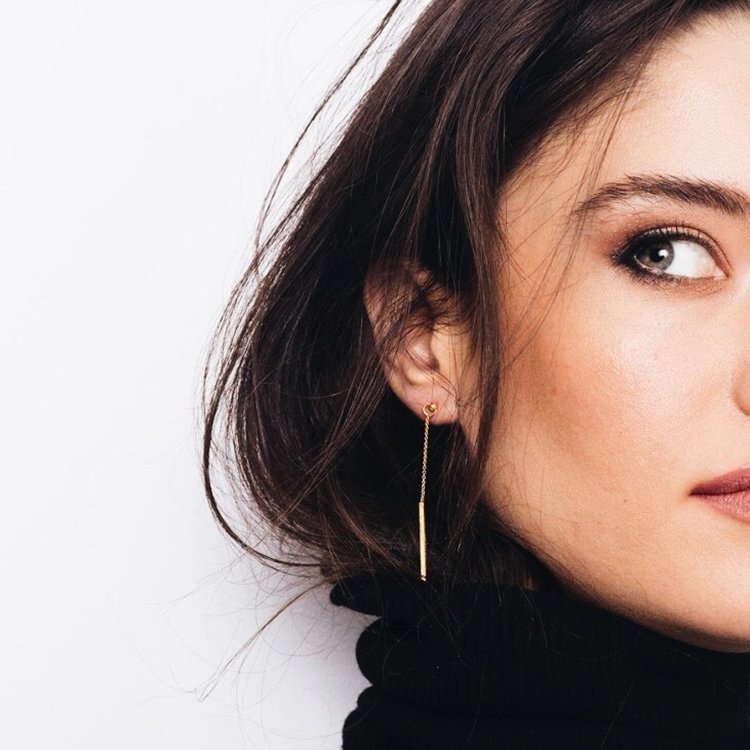 Cercei The Good Sister din Argint Aurit – OBSIDIAN | Jewelry With Intention