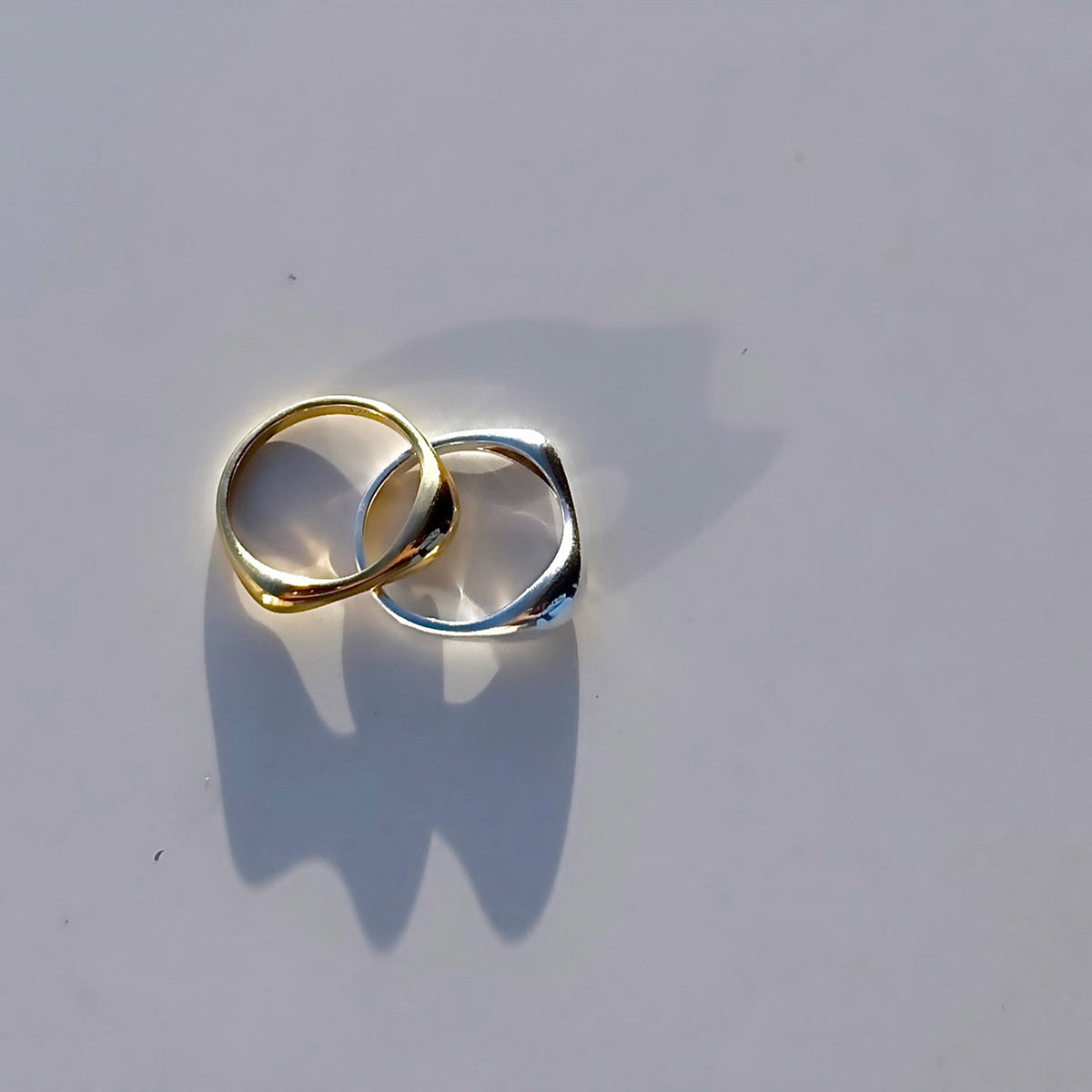 Inele-Set Twins, Argint Aurit – OBSIDIAN | Jewelry With Intention