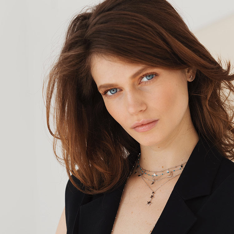 Salba One by One cu Stelute, Argint – OBSIDIAN | Jewelry With Intention