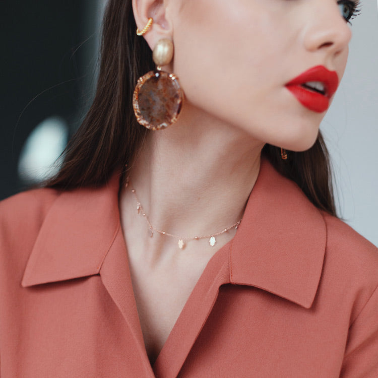 Salba One by One Fatima, Argint Aurit – OBSIDIAN | Jewelry With Intention